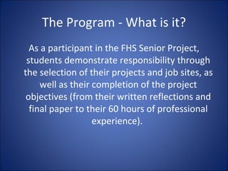 Franklin High School - Senior Project Overview | PPT