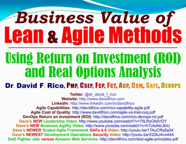Return on Investment (ROI) of Lean & Agile Methods | PPT