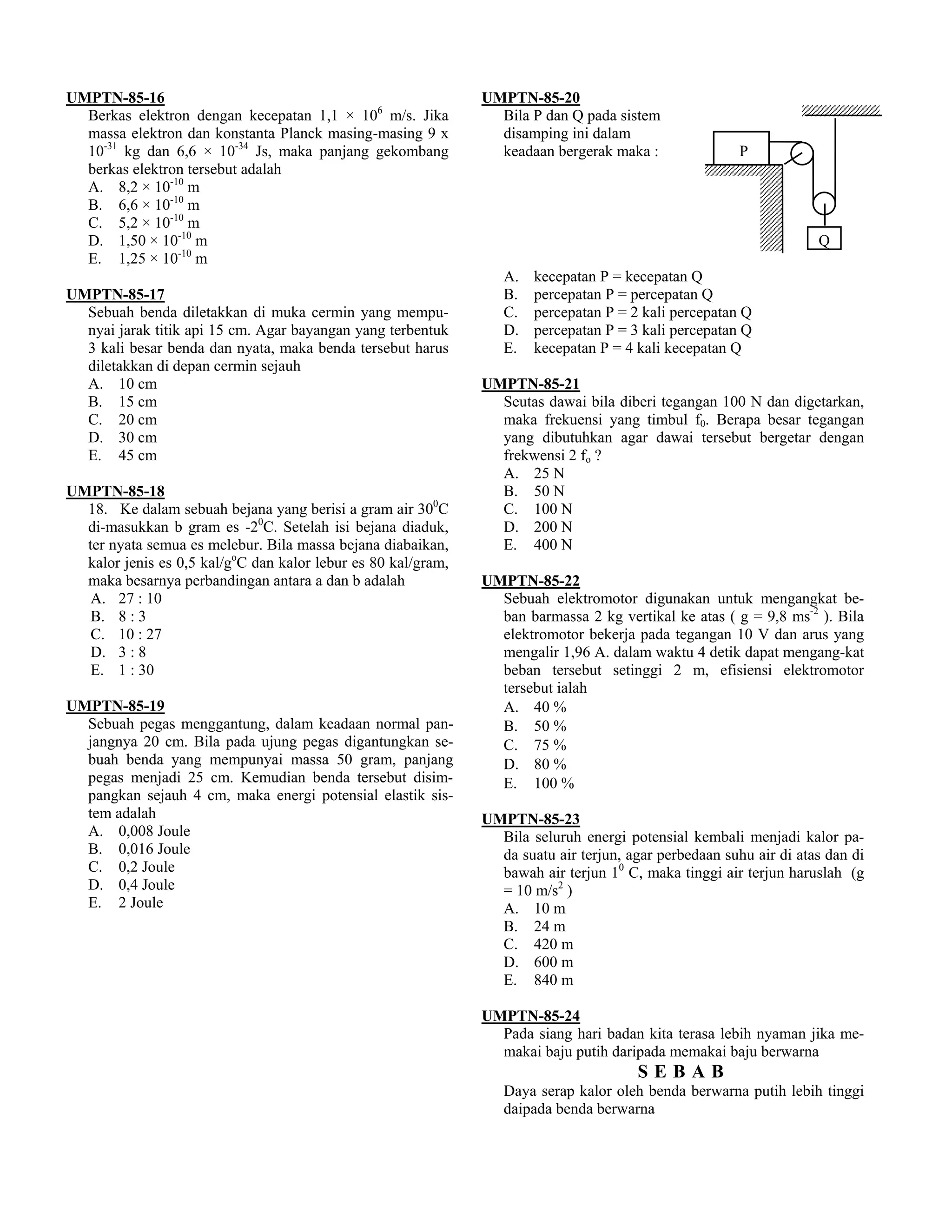 SOAL FISIKA : Fi 1985 | PDF