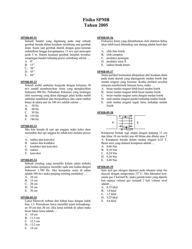 SOAL FISIKA : Fi 2005 | PDF