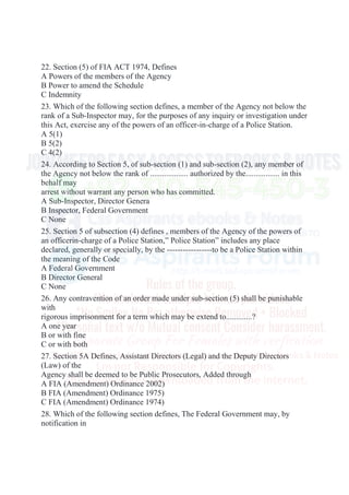 Fia act mcqs | PDF