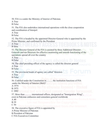 Fia act mcqs | PDF