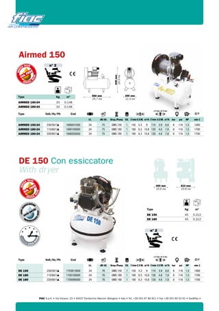 Fiac 150-24 DE 150 - Compressore per dentisti Fornid | PDF