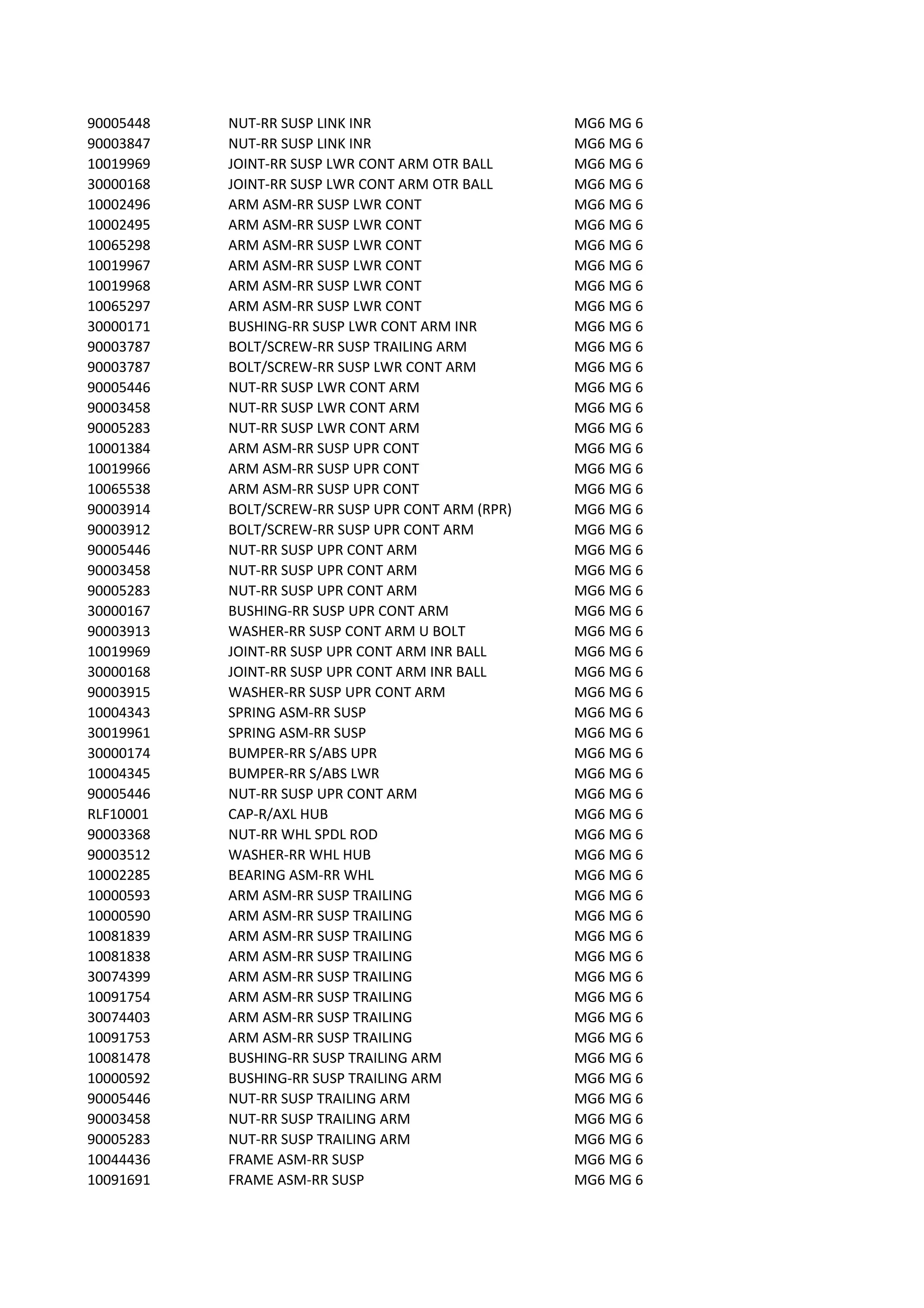 Fiacom SAIC MG6 MG 6 parts | PDF