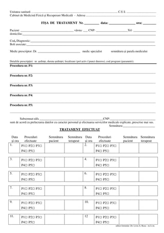 Fișa de tratament pentru medicină fizică și recuperare medicală ...