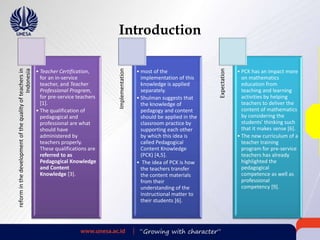PCK Analysis of the Pre-service Teachers' Mathematics Lesson Learning | PPT