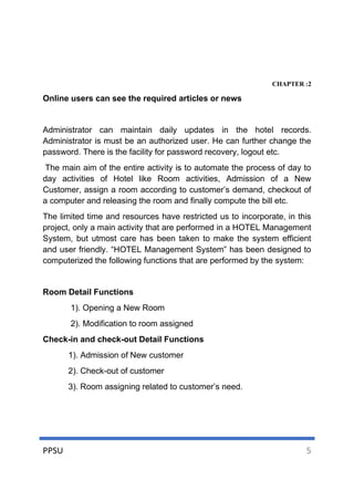 Hotel Management System final report | PDF