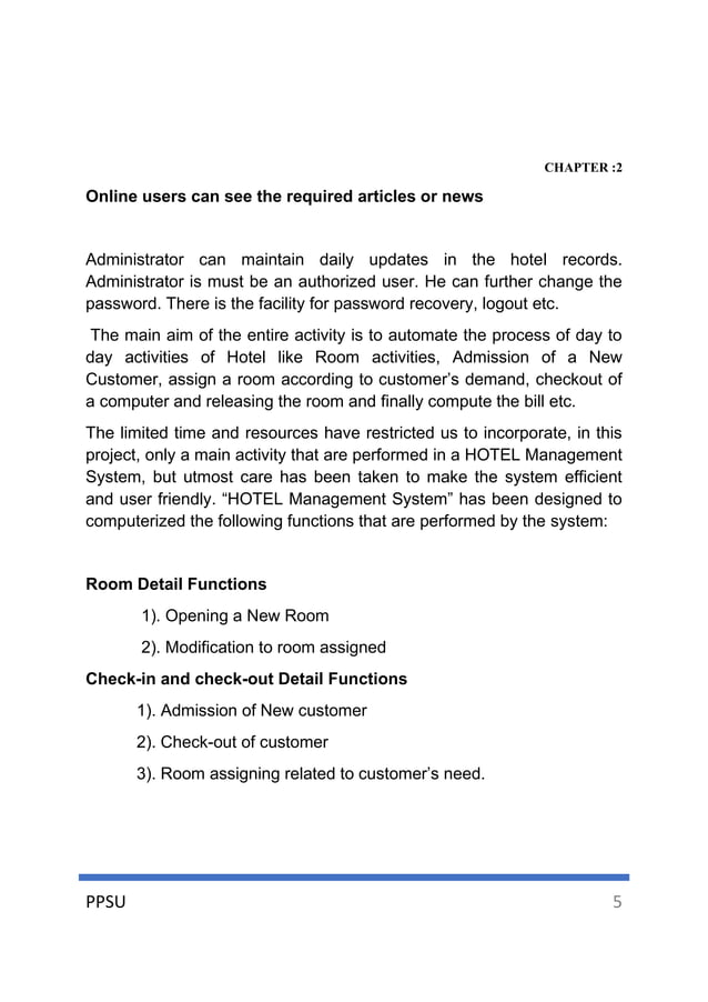 Hotel Management System final report | PDF