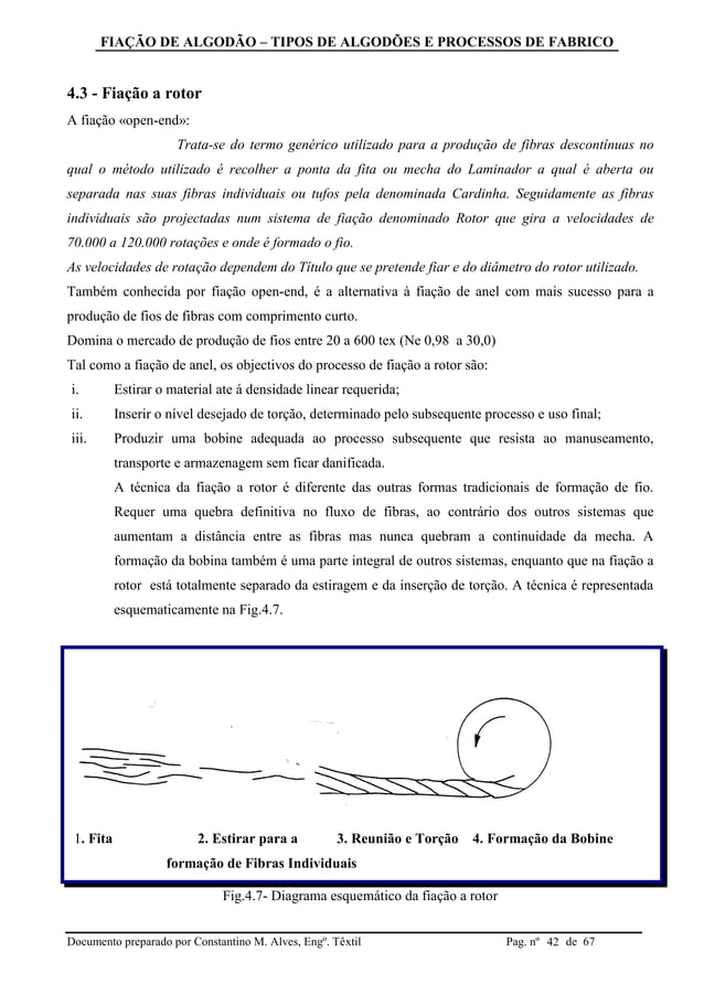 Fiação do algodão – tipos de algodões e processos de fabrico | PPT