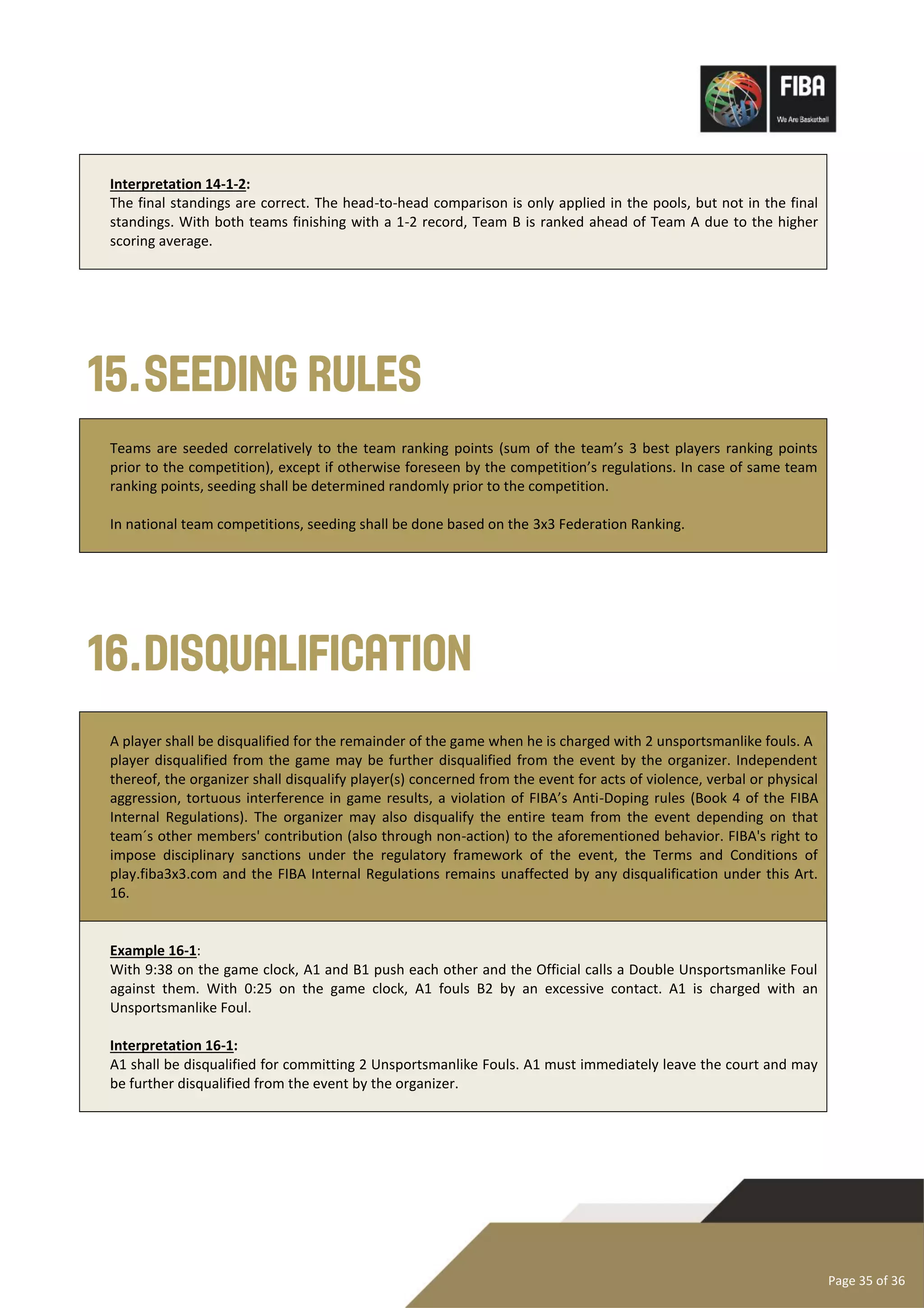 Fiba 3x3 Basketball Rules Interpretations (yellow-version) | PDF