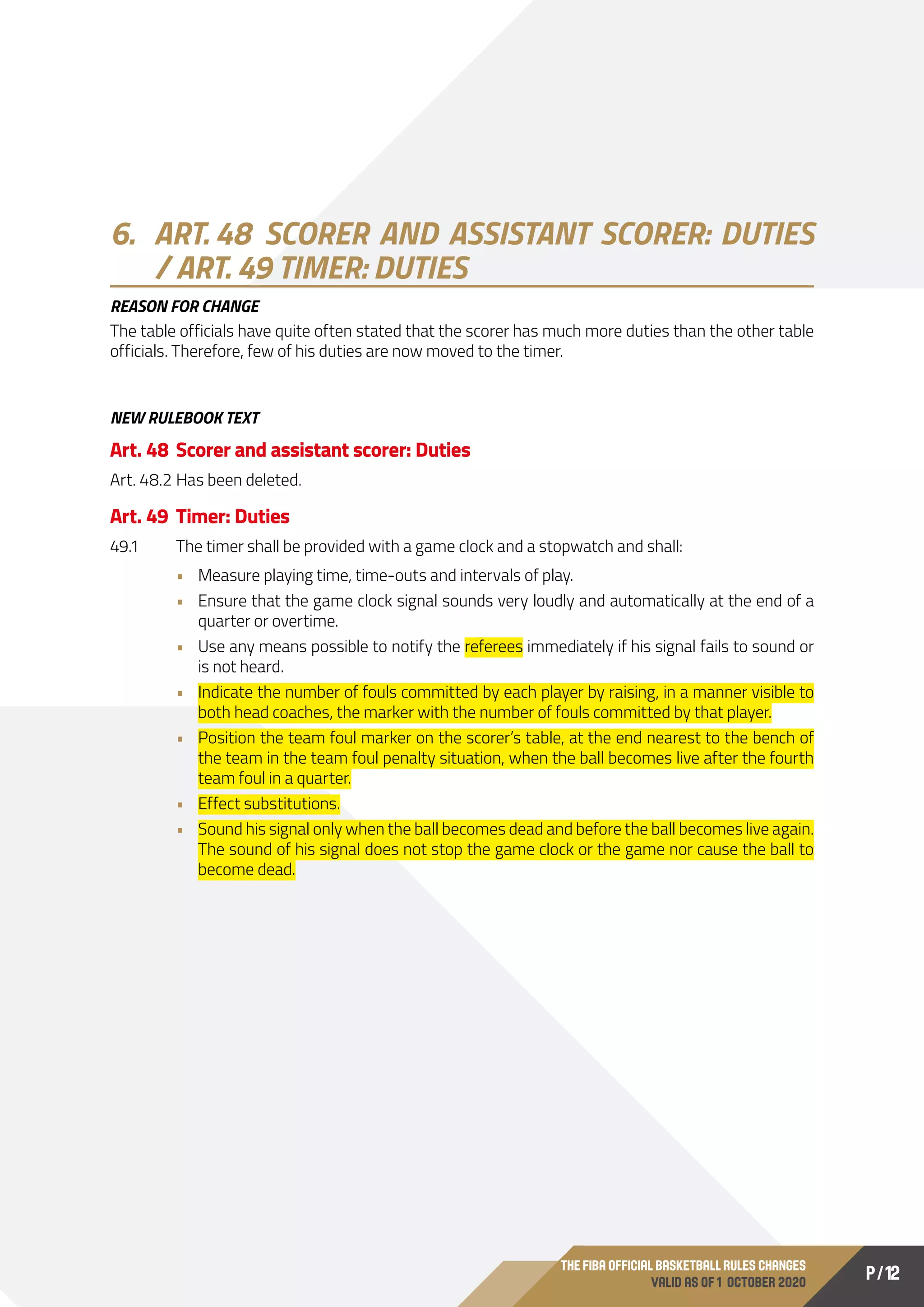 FIBA Summary of Rules Changes (valid-as-of-1-10_2020_june2020_en) | PDF