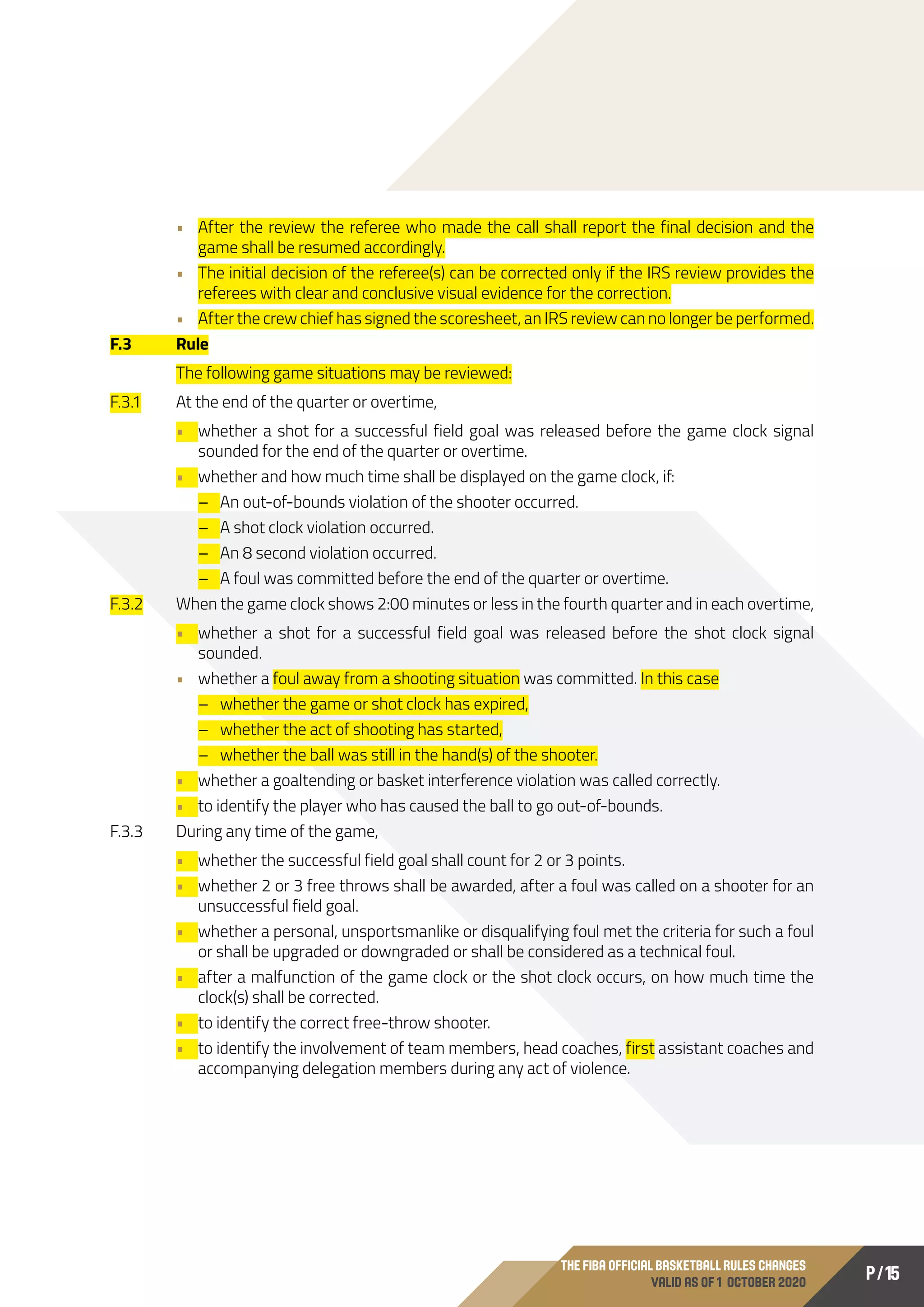FIBA Summary of Rules Changes (valid-as-of-1-10_2020_june2020_en) | PDF