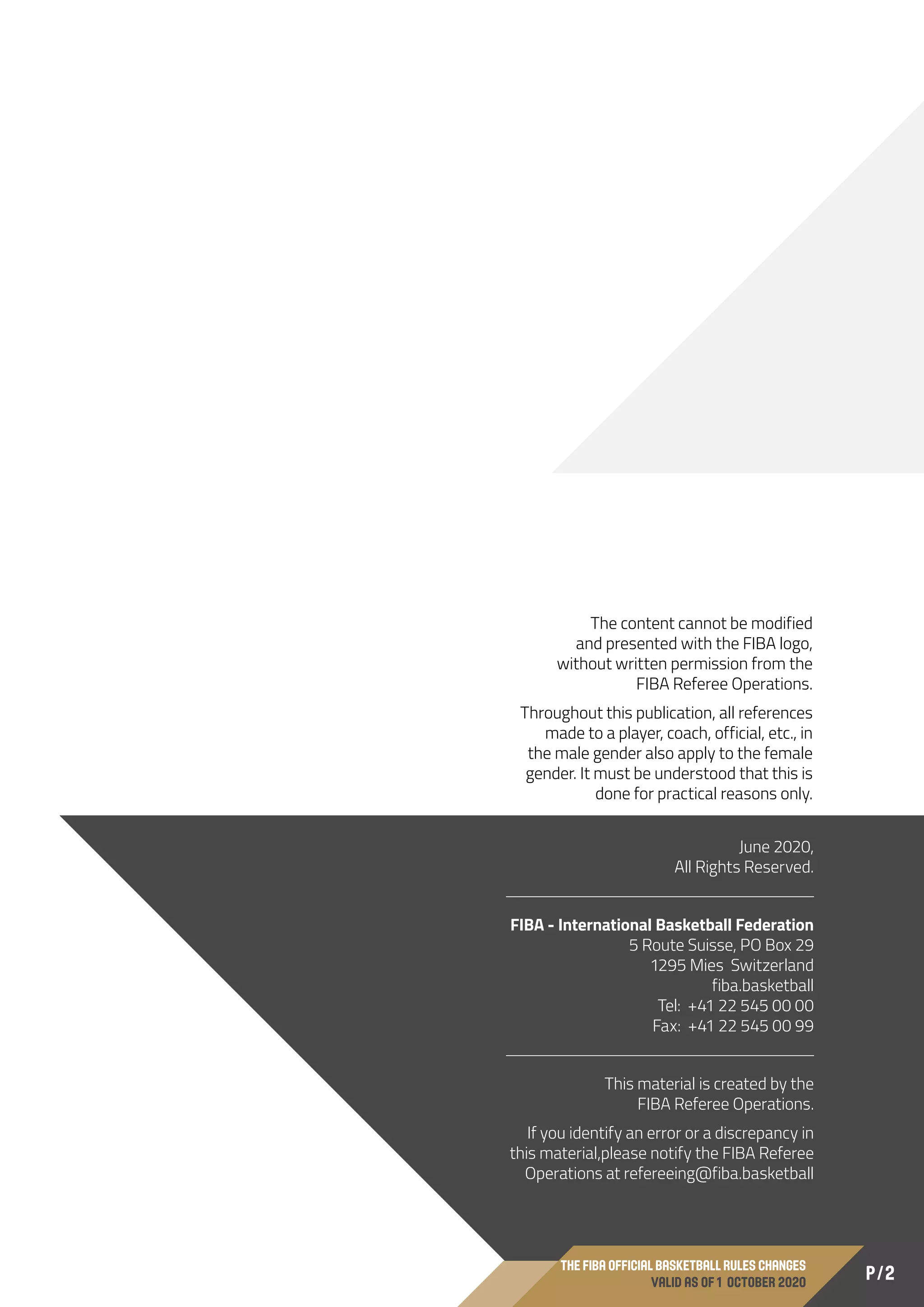 FIBA Summary of Rules Changes (valid-as-of-1-10_2020_june2020_en) | PDF
