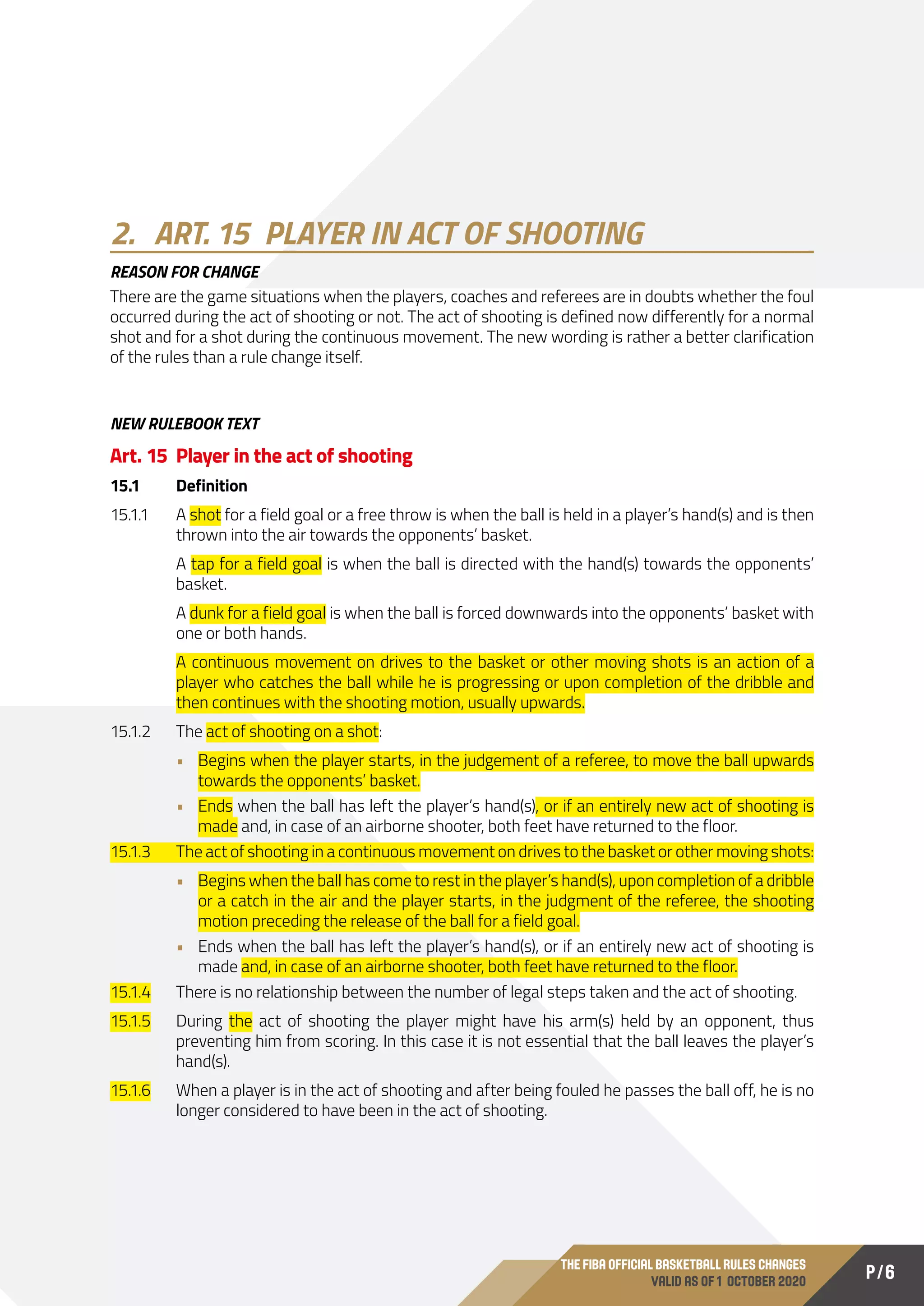FIBA Summary of Rules Changes (valid-as-of-1-10_2020_june2020_en) | PDF
