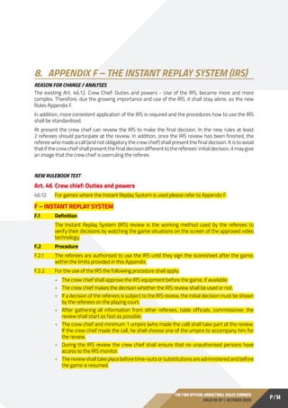 FIBA Summary of Rules Changes (valid-as-of-1-10_2020_june2020_en) | PDF