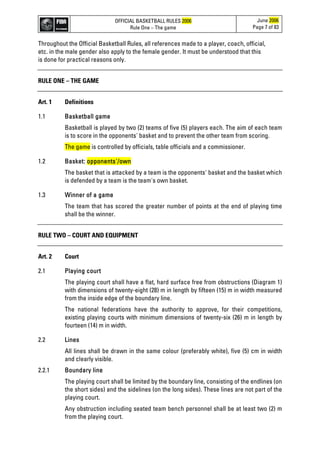 FIBA Official Basketball Rules 2006 | PDF