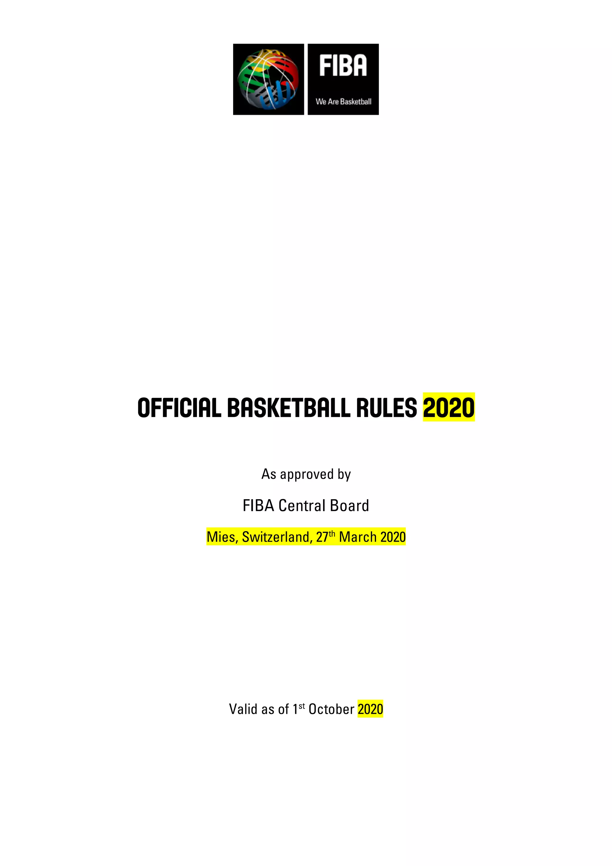 FIBA Official Basketball Rules 2020 (yellowtracking_v1.0) | PDF