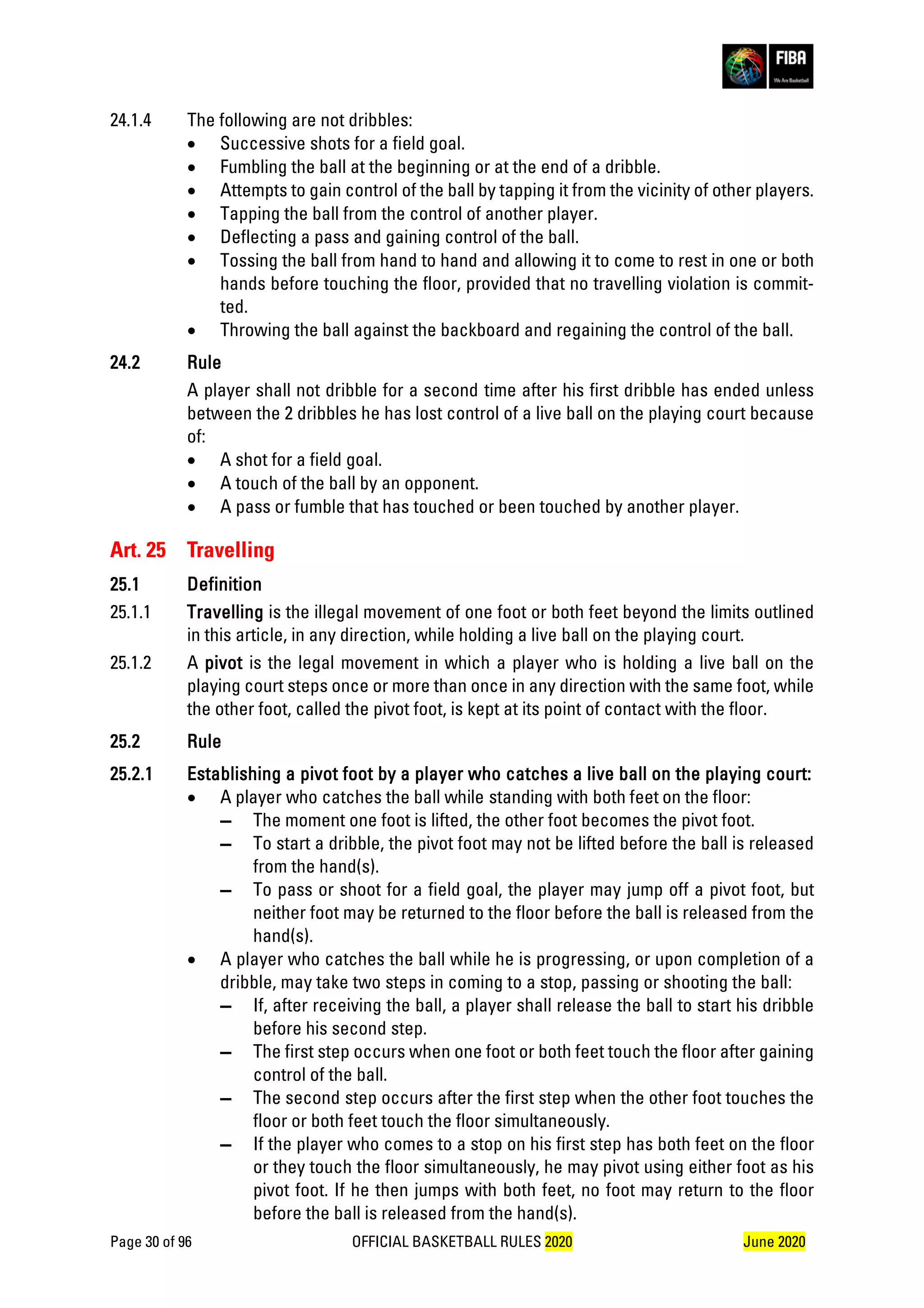 FIBA Official Basketball Rules 2020 (yellowtracking_v1.0) | PDF