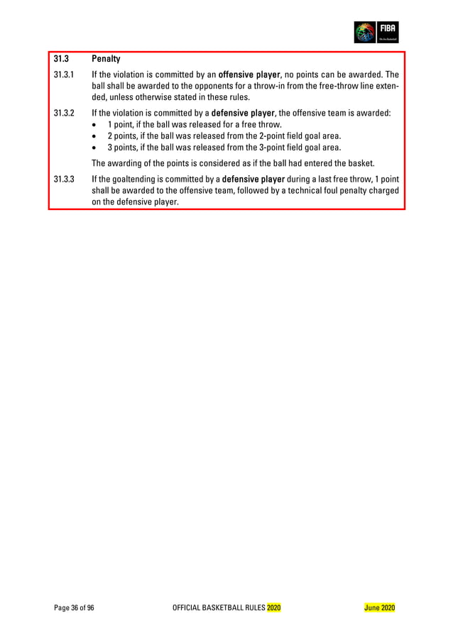 FIBA Official Basketball Rules 2020 (yellowtracking_v1.0) | PDF