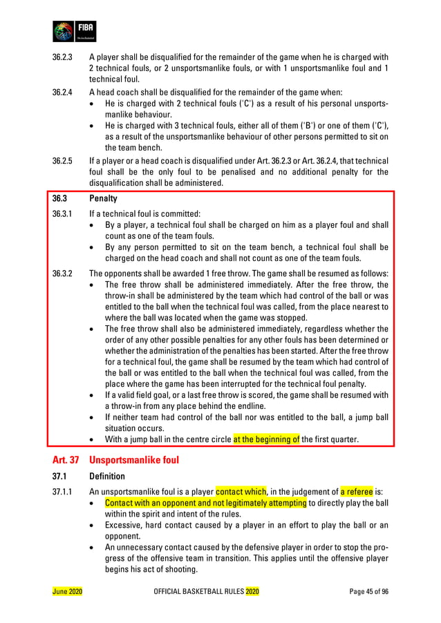 FIBA Official Basketball Rules 2020 (yellowtracking_v1.0) | PDF