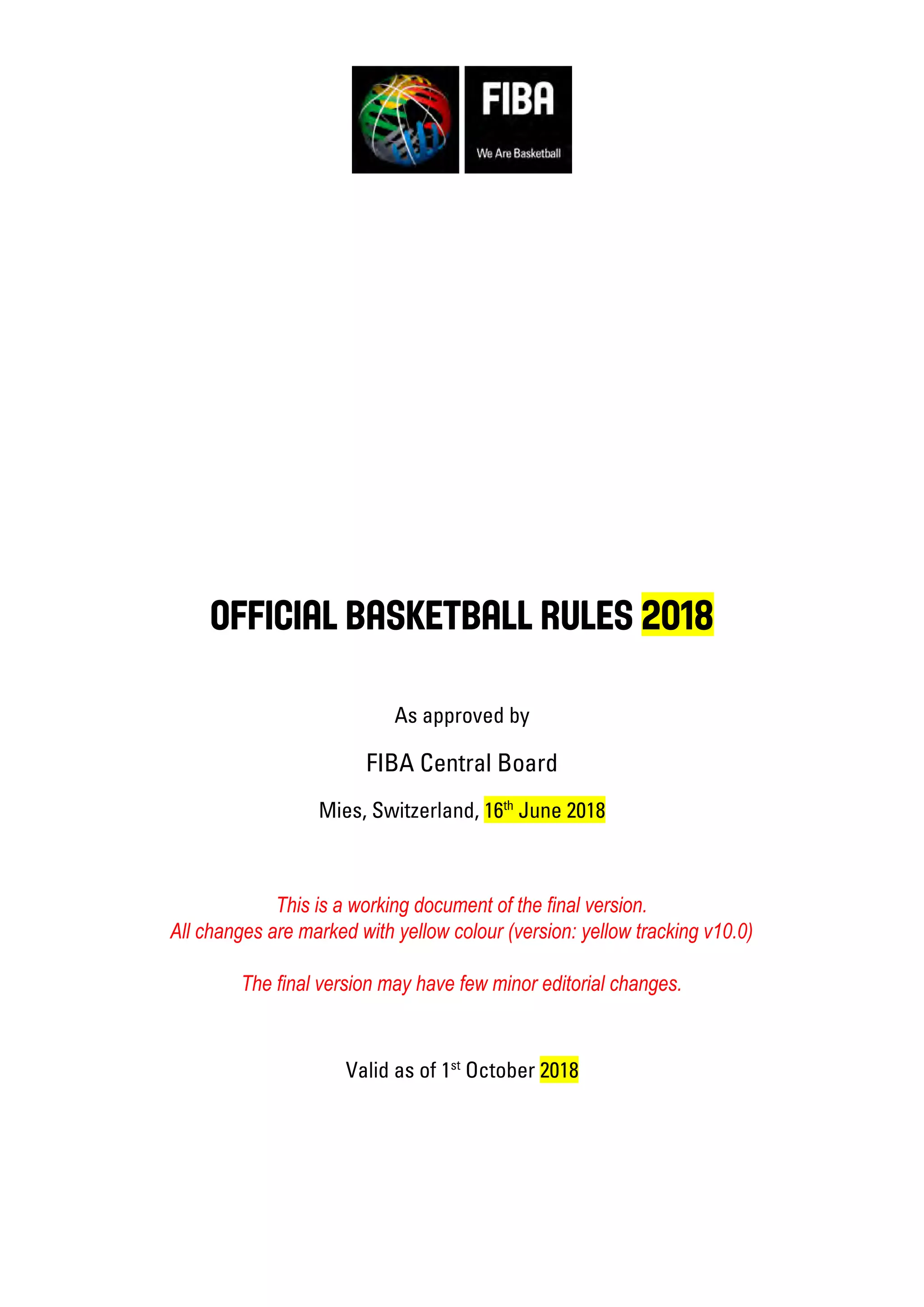 FIBA Rule Book 2018 | PDF