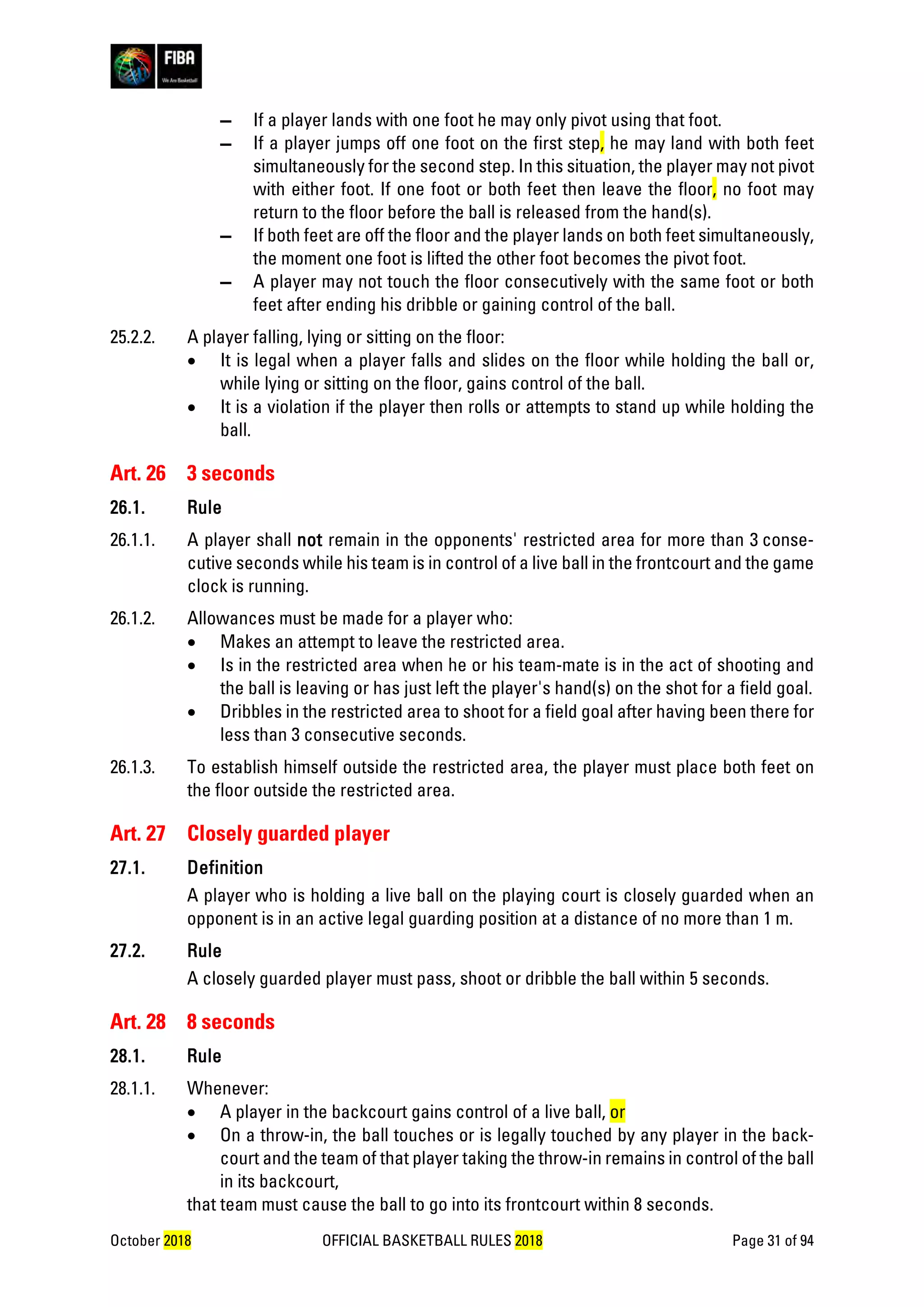 FIBA Rule Book 2018 | PDF