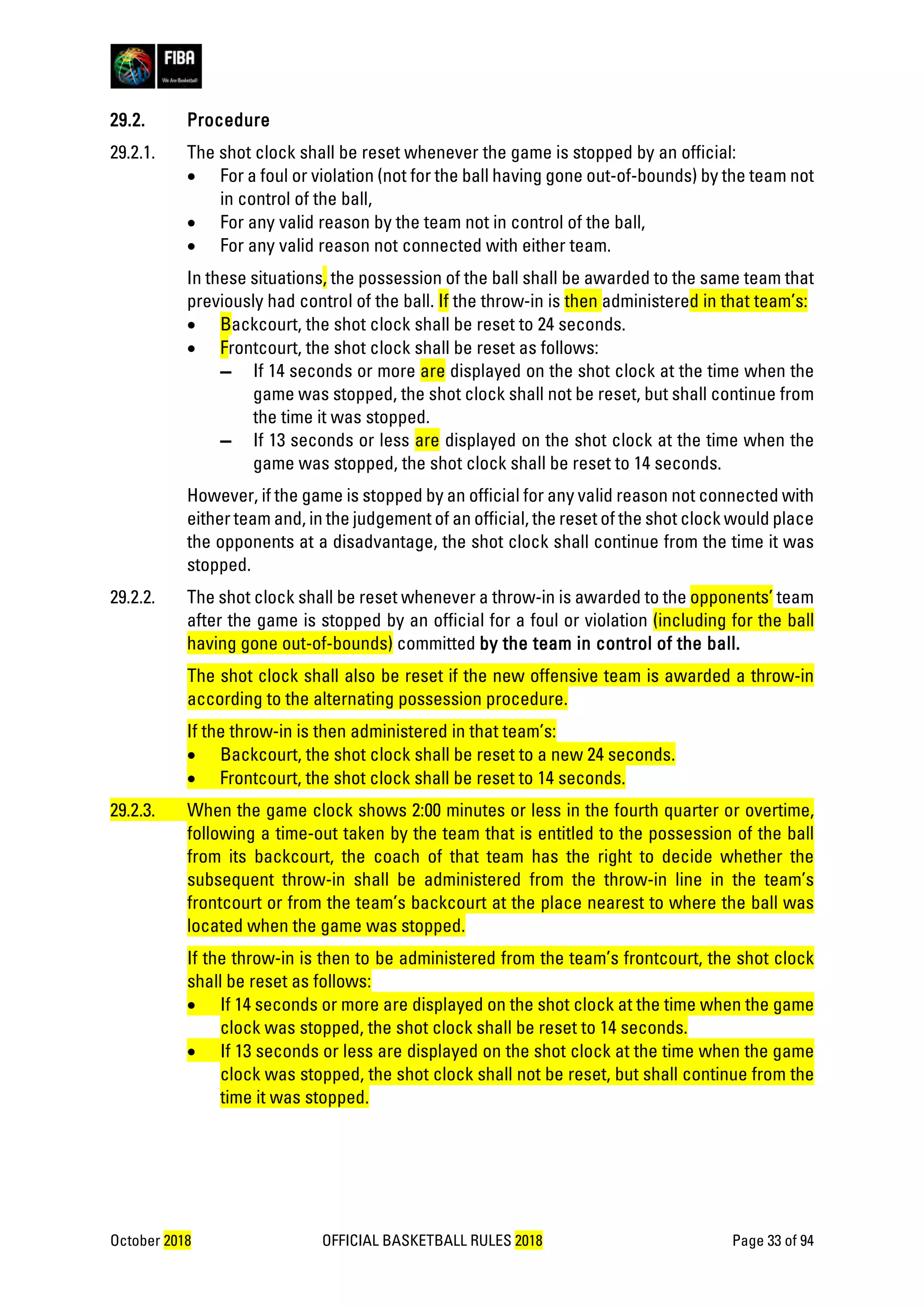 FIBA Rule Book 2018 | PDF