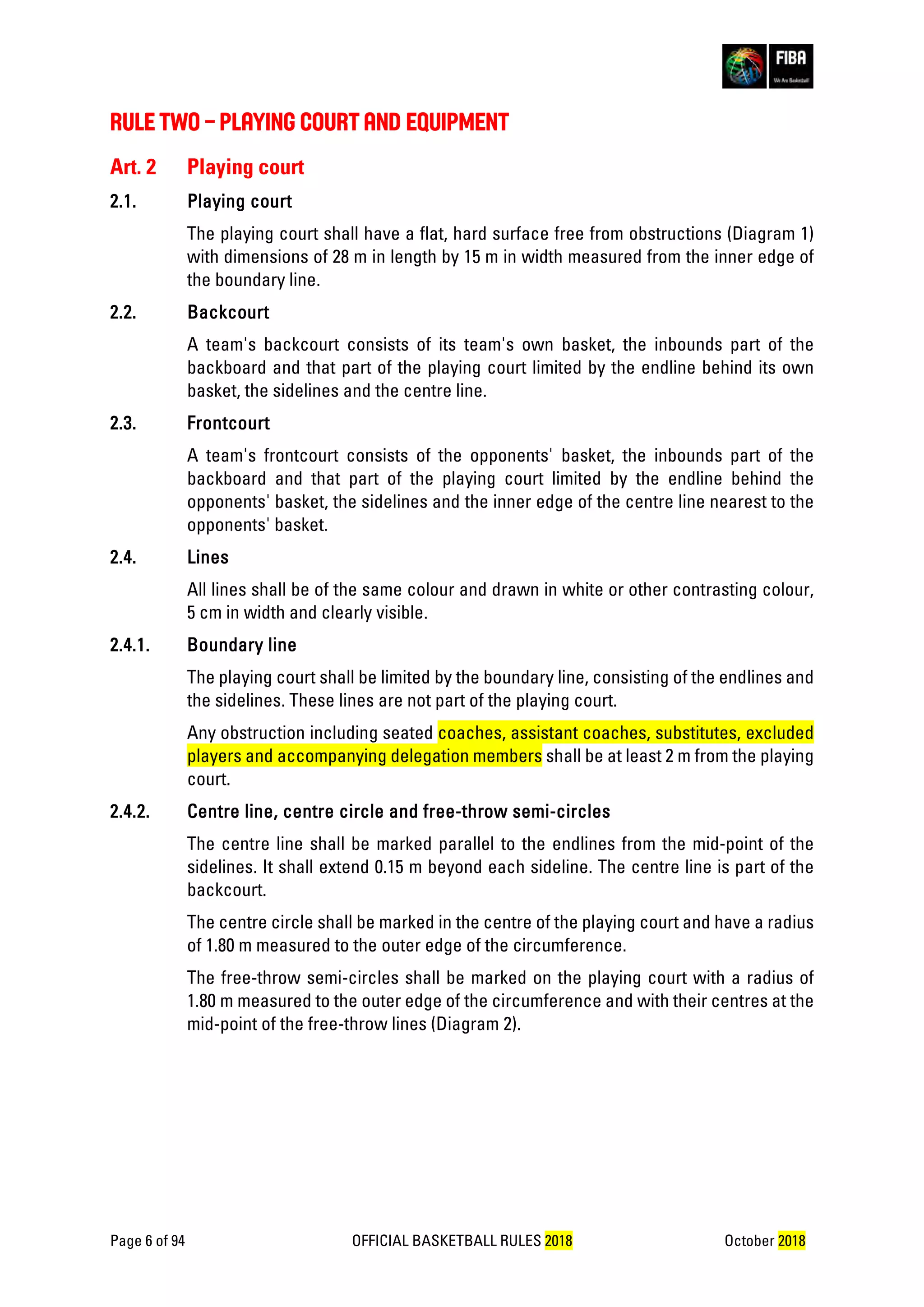 FIBA Rule Book 2018 | PDF