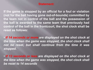FIBA SHOT CLOCK REVIEW QUESTIONS | PPTX