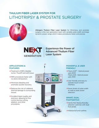 THULIUM FIBER LASER SYSTEM 60W - Allengers Global Healthcare | PDF
