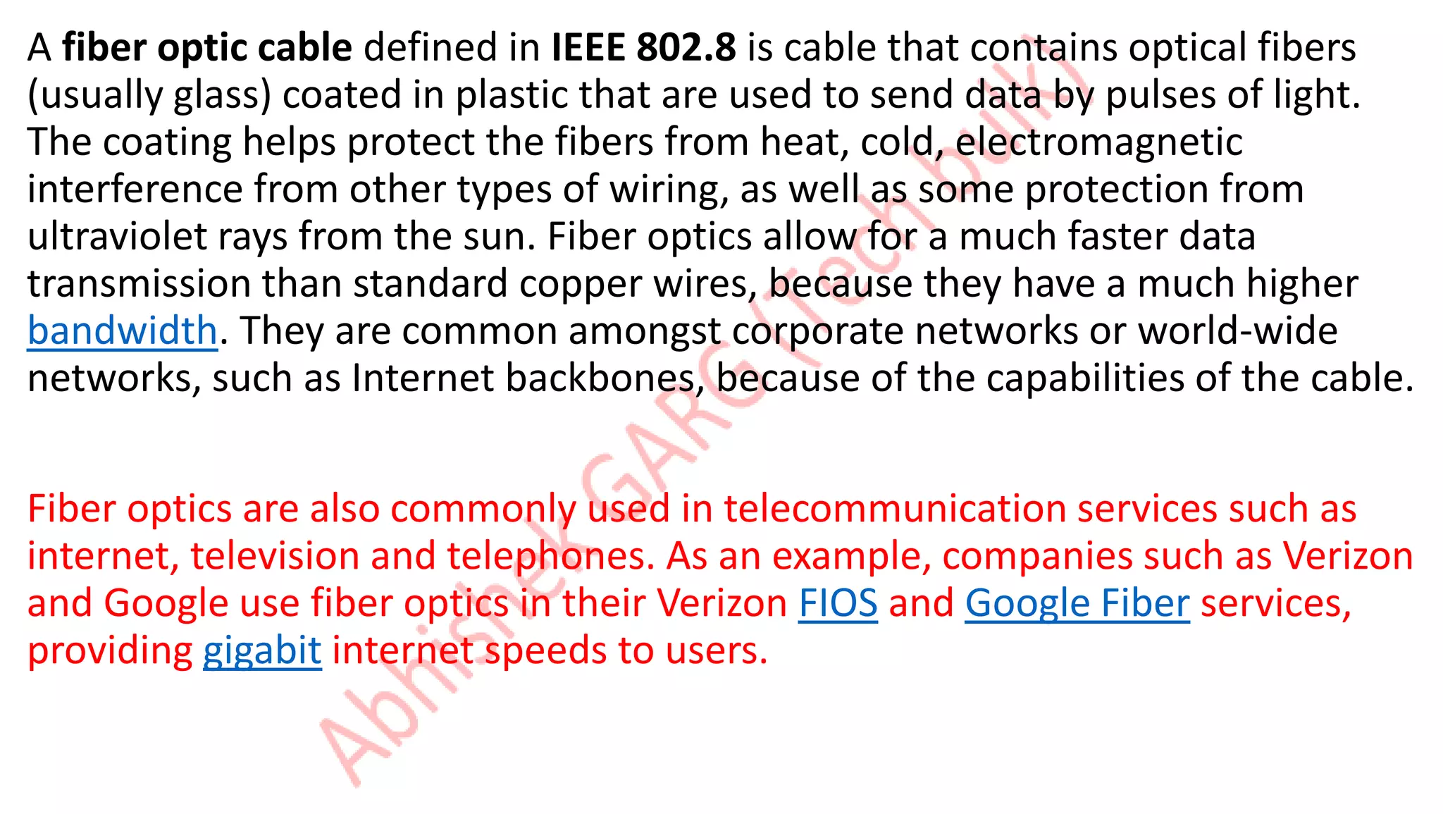 Fiber optic cable and its types including patchcables and connector ...