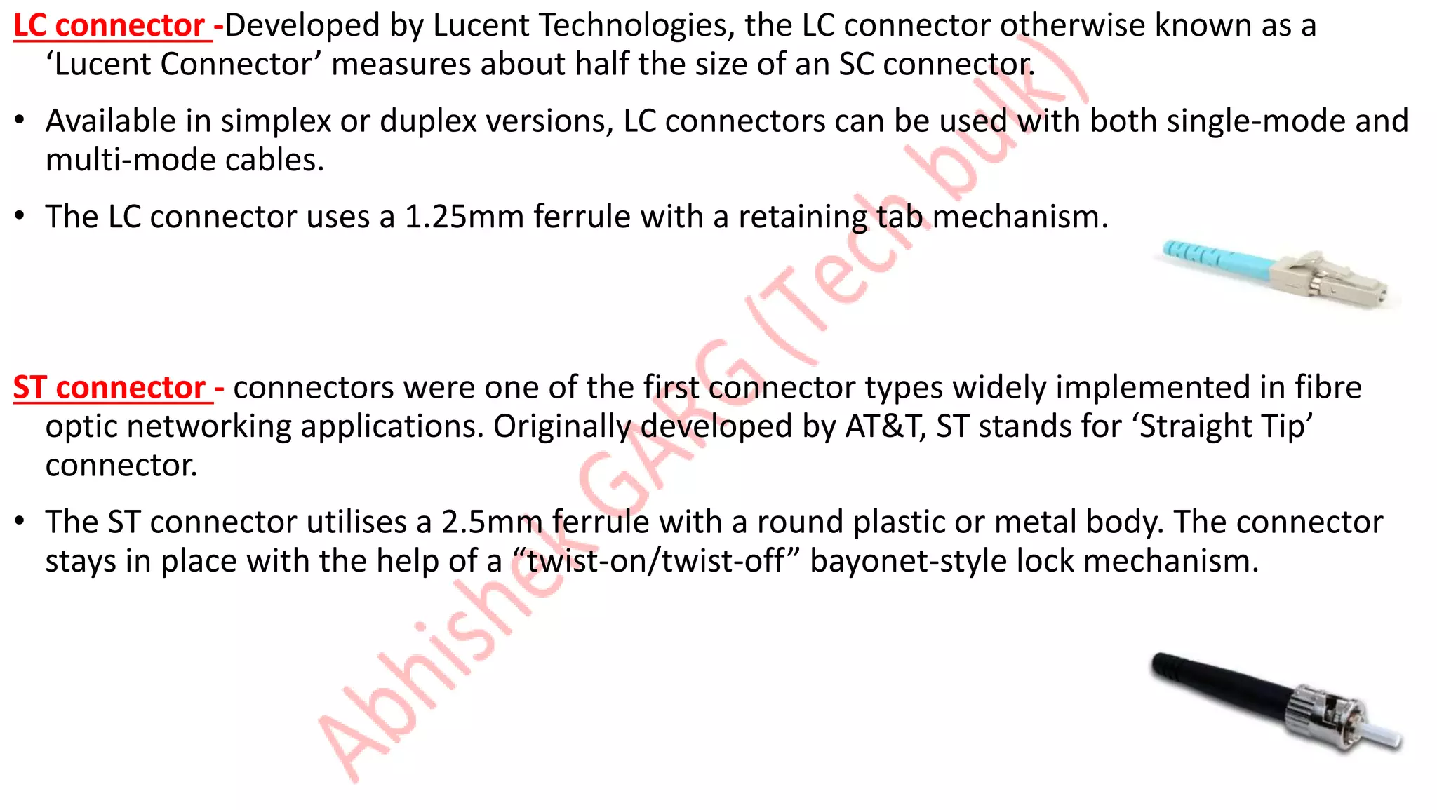 Fiber optic cable and its types including patchcables and connector ...