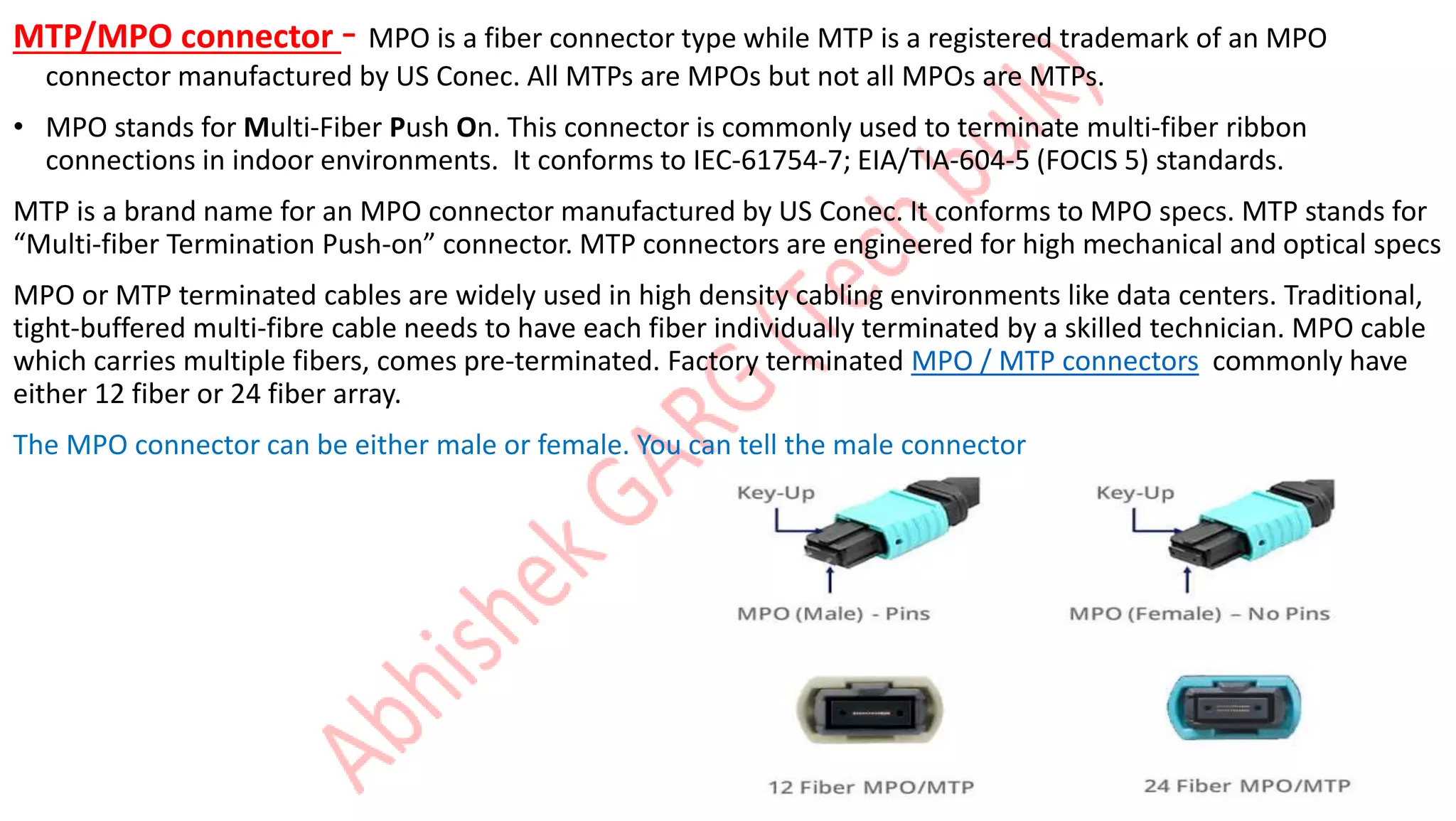 Fiber optic cable and its types including patchcables and connector ...