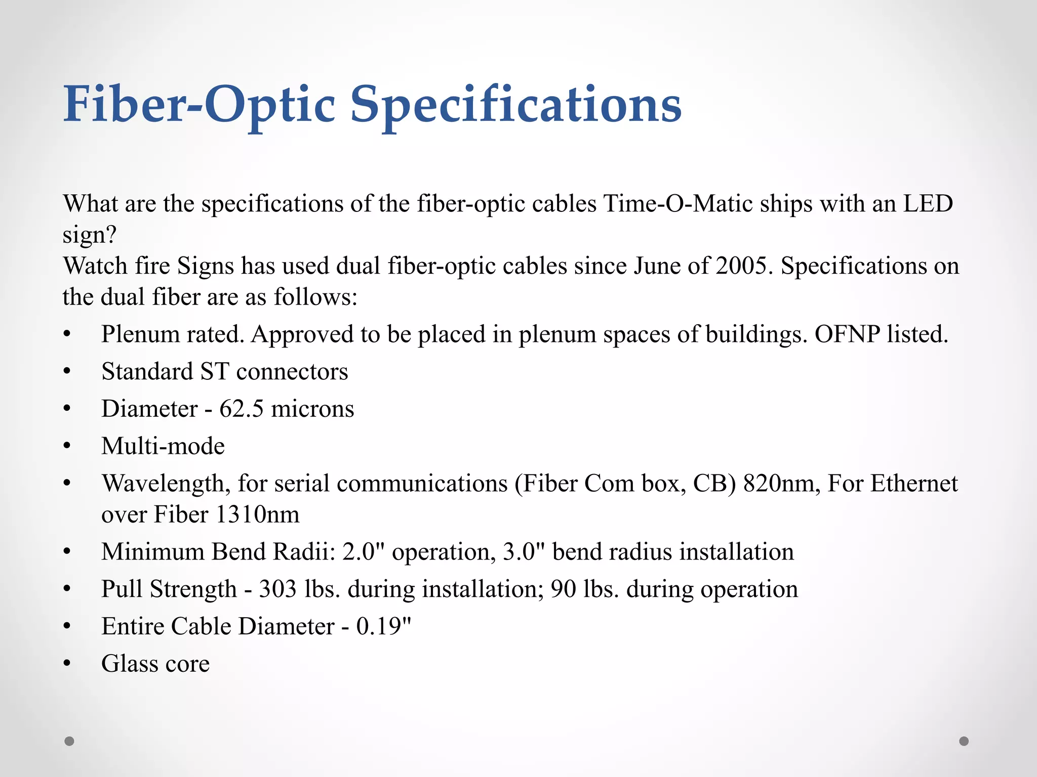 Fiber Optic Cable Installation and Handling Instructions | PPTX