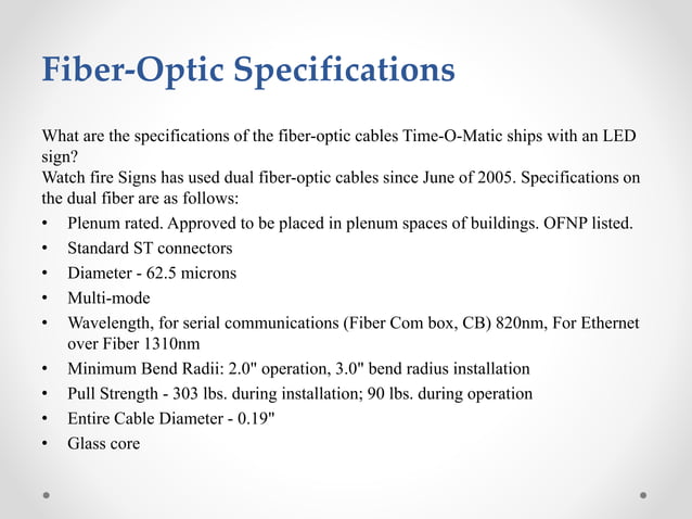 Fiber Optic Cable Installation and Handling Instructions | PPTX