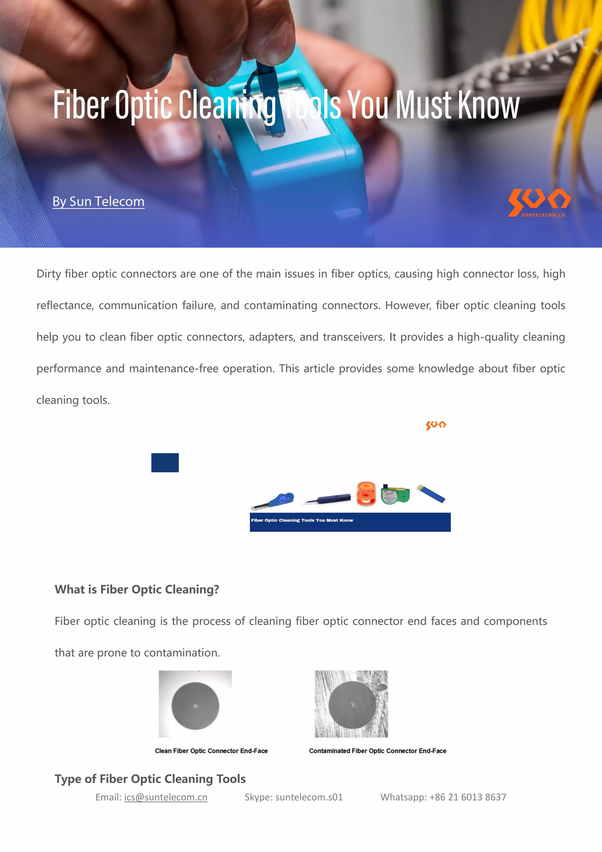 Fiber Optic Cleaning Tools You Must Know | PDF