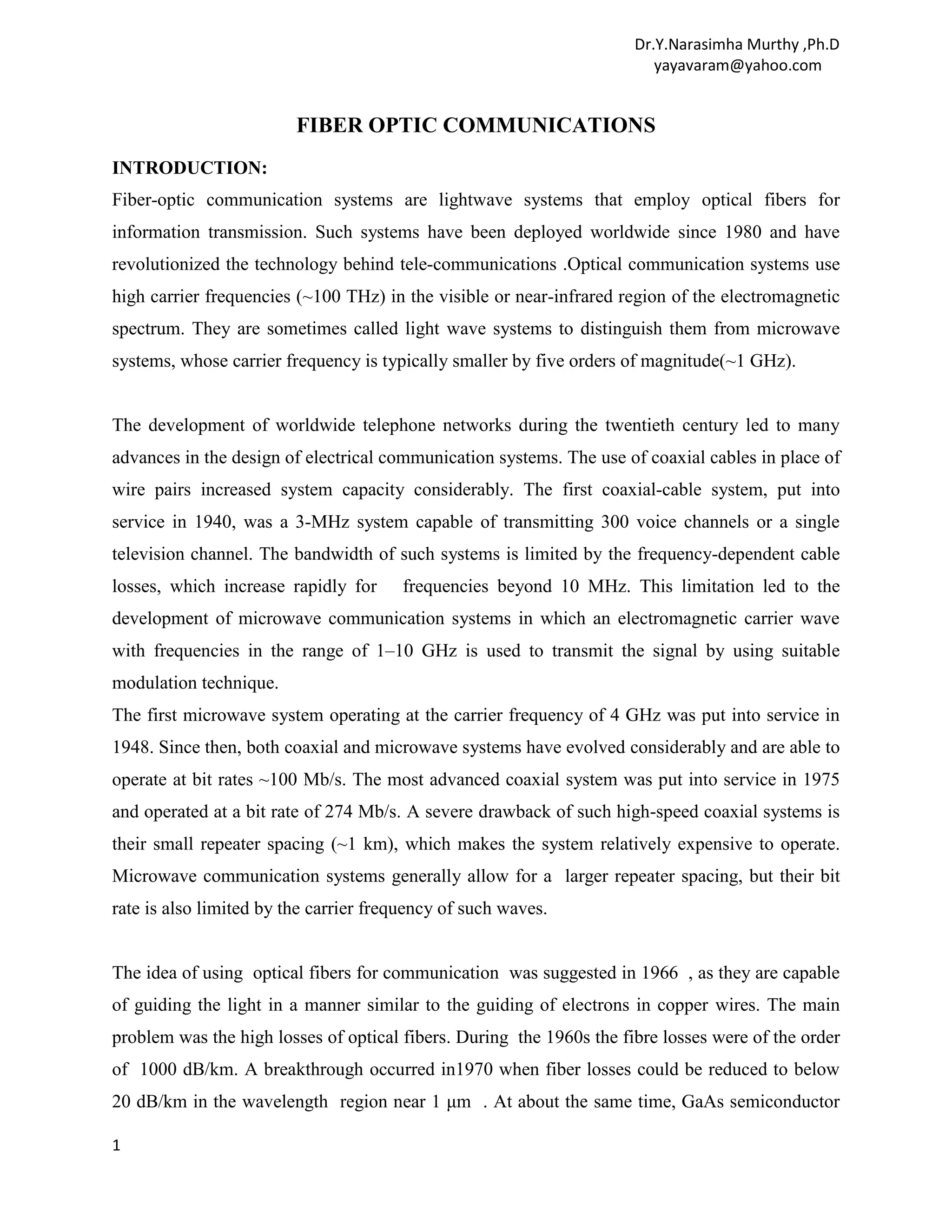 Fiber optic communications | PDF