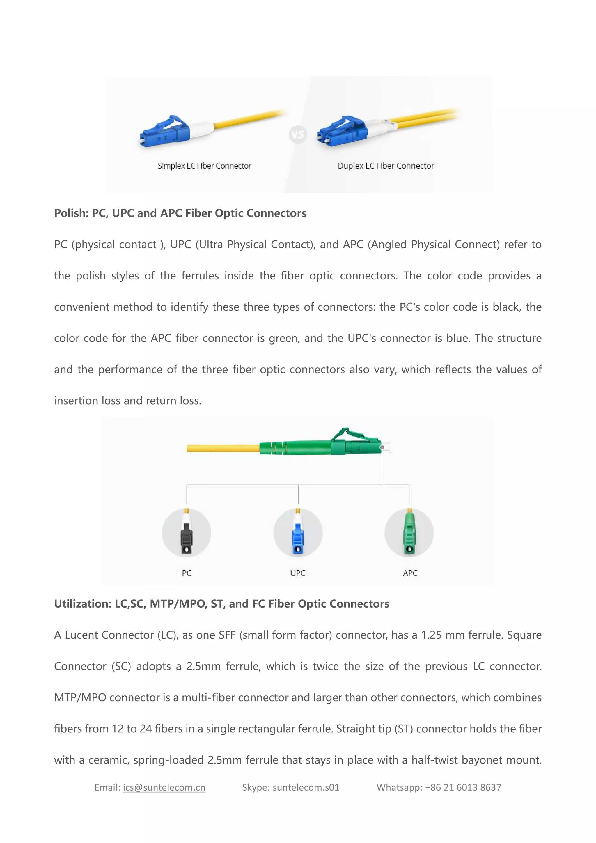 Fiber Optic Connector Types and Applications | PDF