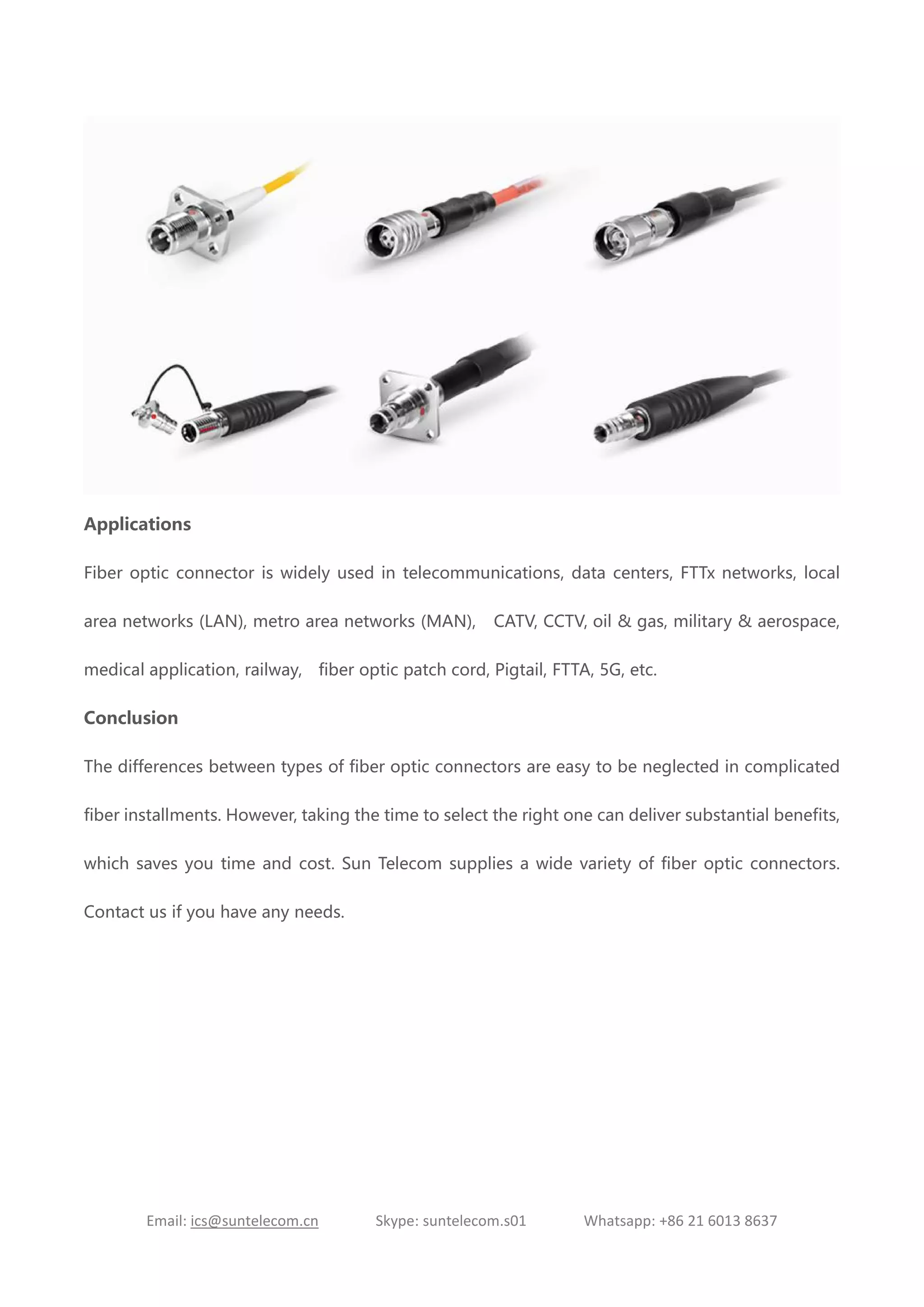 Fiber Optic Connector Types and Applications | PDF