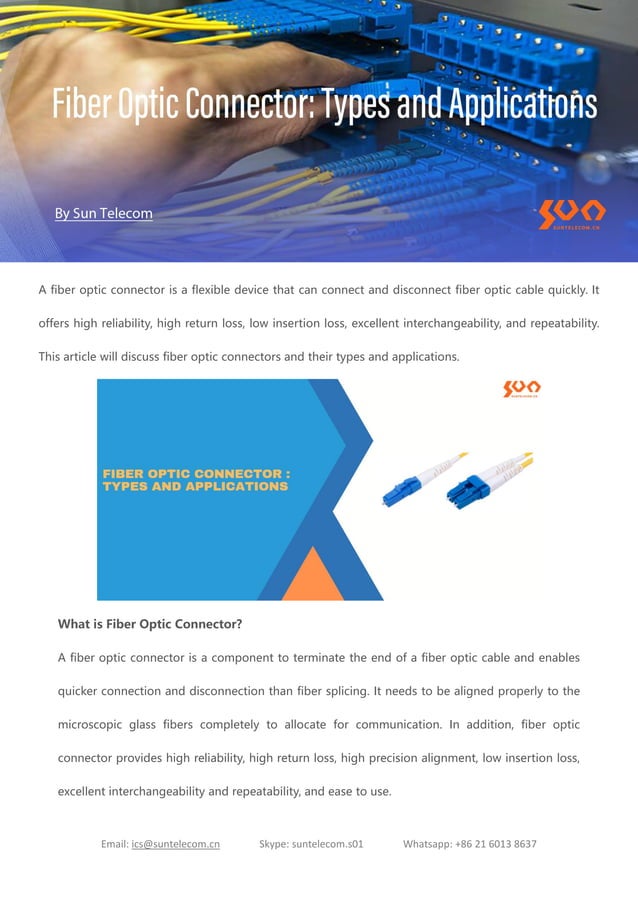 Fiber Optic Connector Types and Applications | PDF