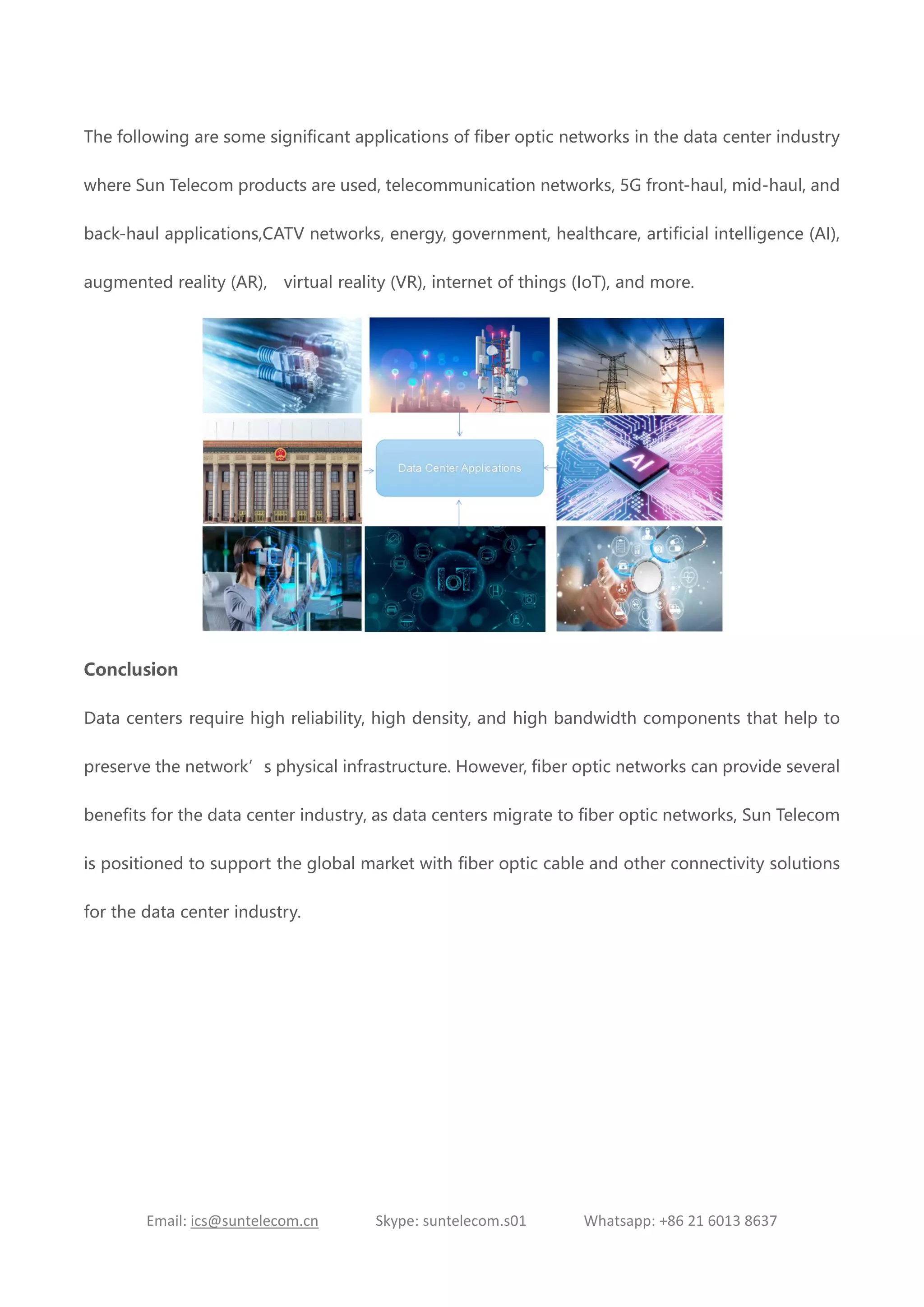 Fiber Optic Network for Data Center Industry Applications | PDF