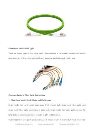 Fiber Optic Patch Cable Here's All You Should Know | PDF | Computer ...