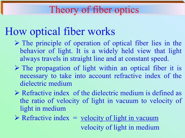 FIBER OPTICS .ppt | Physics | Science