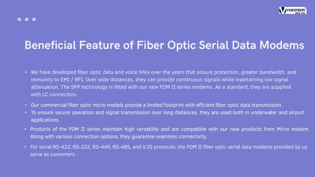 Fiber optic serial data modems | PPTX