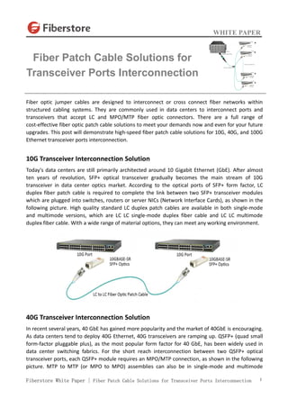 Fiber Patch Cable Solutions for Transceiver Ports Interconnection | PDF