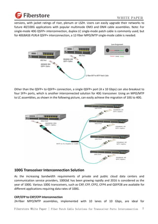 Fiber Patch Cable Solutions for Transceiver Ports Interconnection | PDF