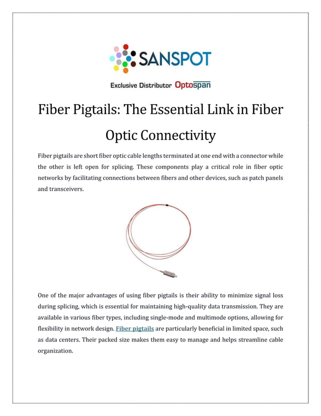 Fiber Pigtails: The Essential Link in Fiber Optic ConnectivityFiber ...