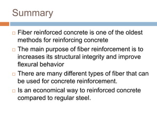 Fiber reinforced concrete and roller | PPTX