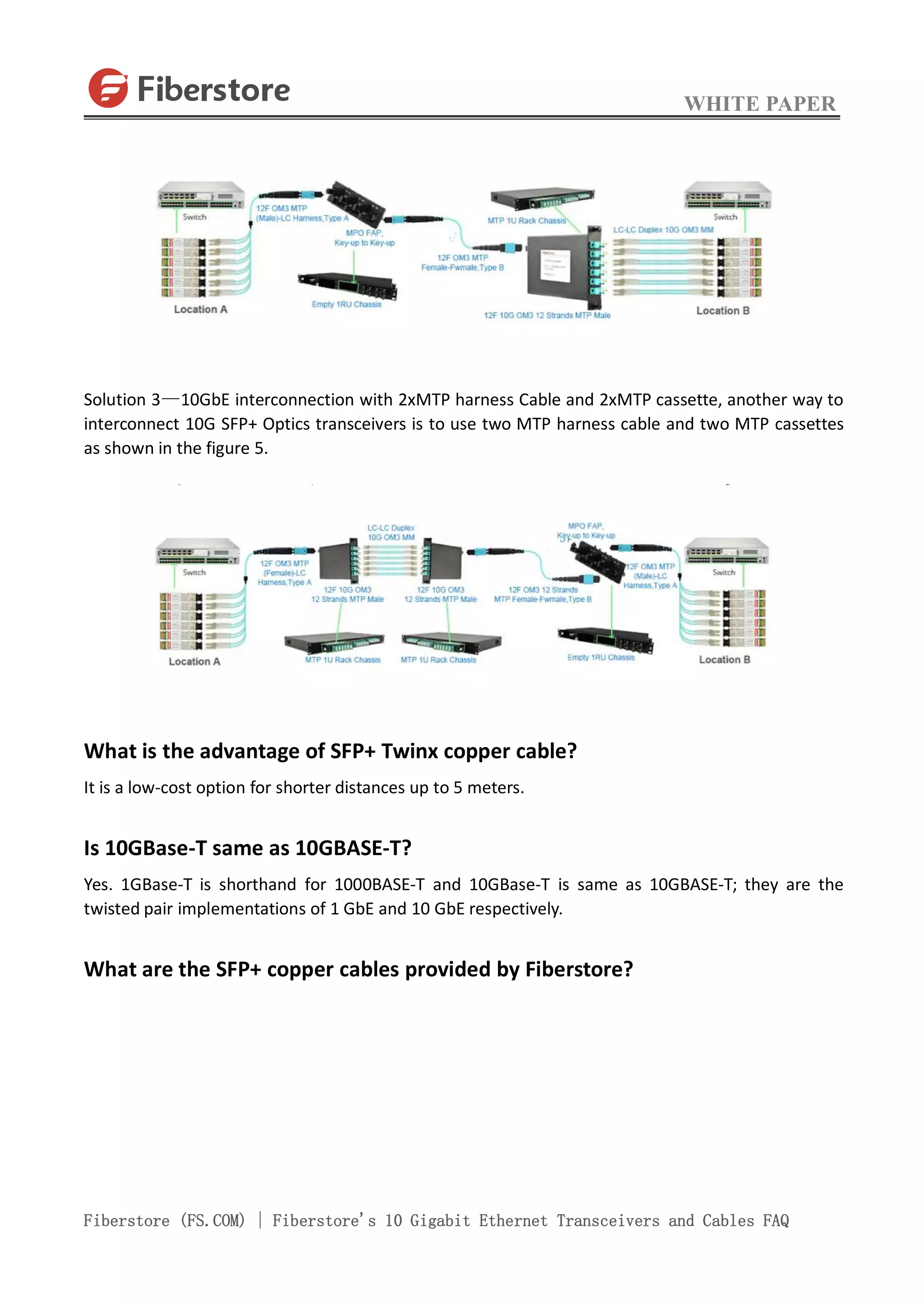Fiberstore's 10 gigabit ethernet transceivers and cables faq | PDF