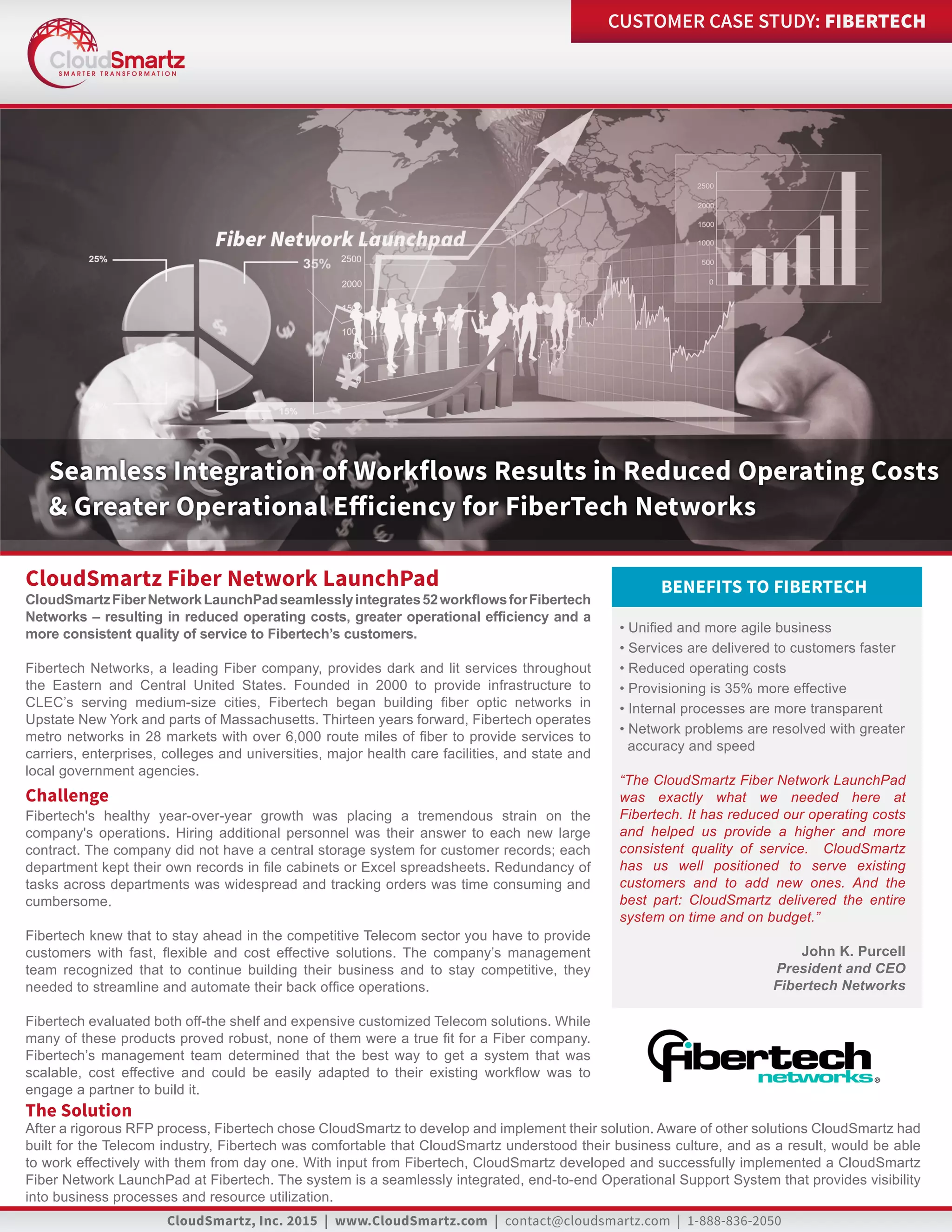 Cloudsmartz Case Study - FiberSuite for FiberTech | PDF